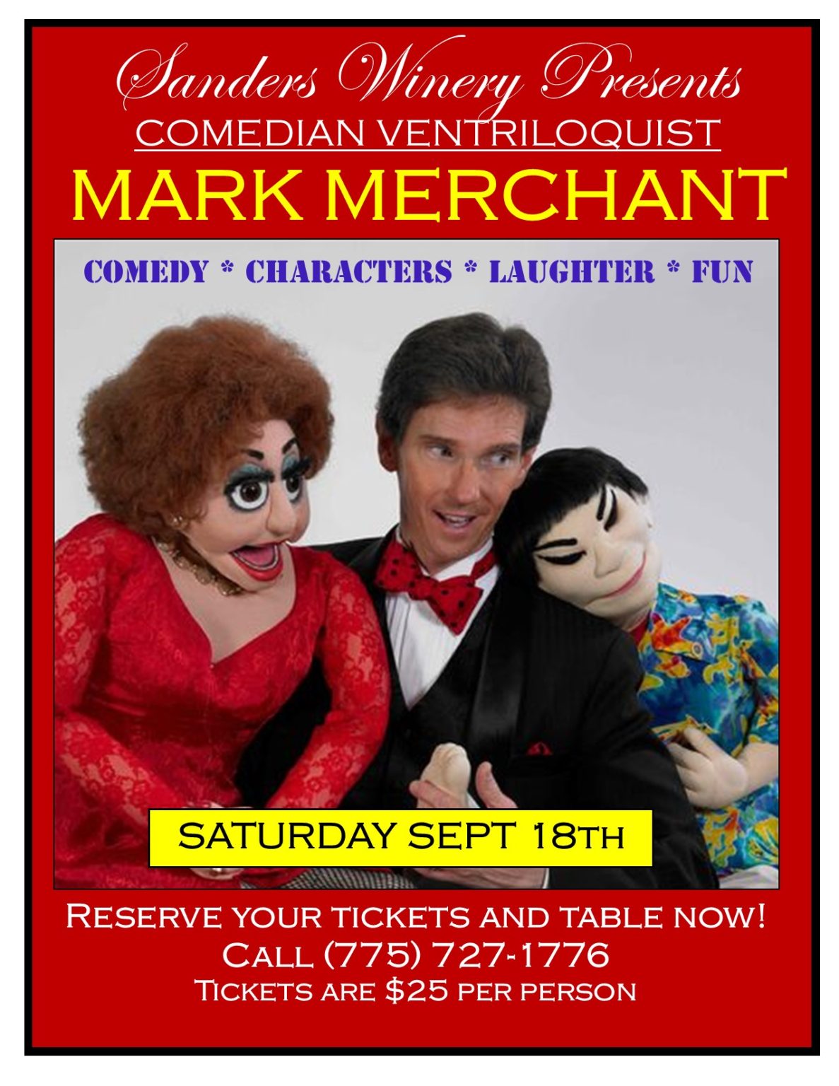 Mark Merchant – Comedian Ventriloquist – Sanders Family Winery